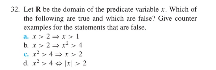 Solved 32. Let R be the domain of the predicate variable x. | Chegg.com
