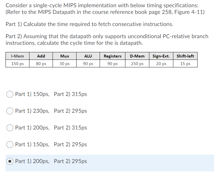 Solved: Consider a single-cycle MIPS implementation with Solved: Consider a single-cycle MIPS implementation with
