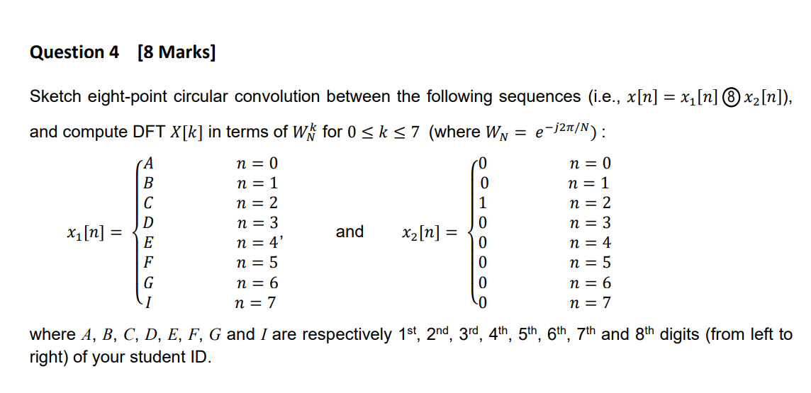 Solved Question 4 [8 Marks] Sketch eight-point circular | Chegg.com