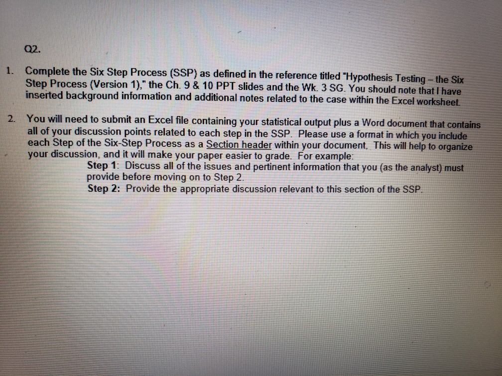 Solved 02. 1. Complete the Six Step Process (SSP) as defined | Chegg.com