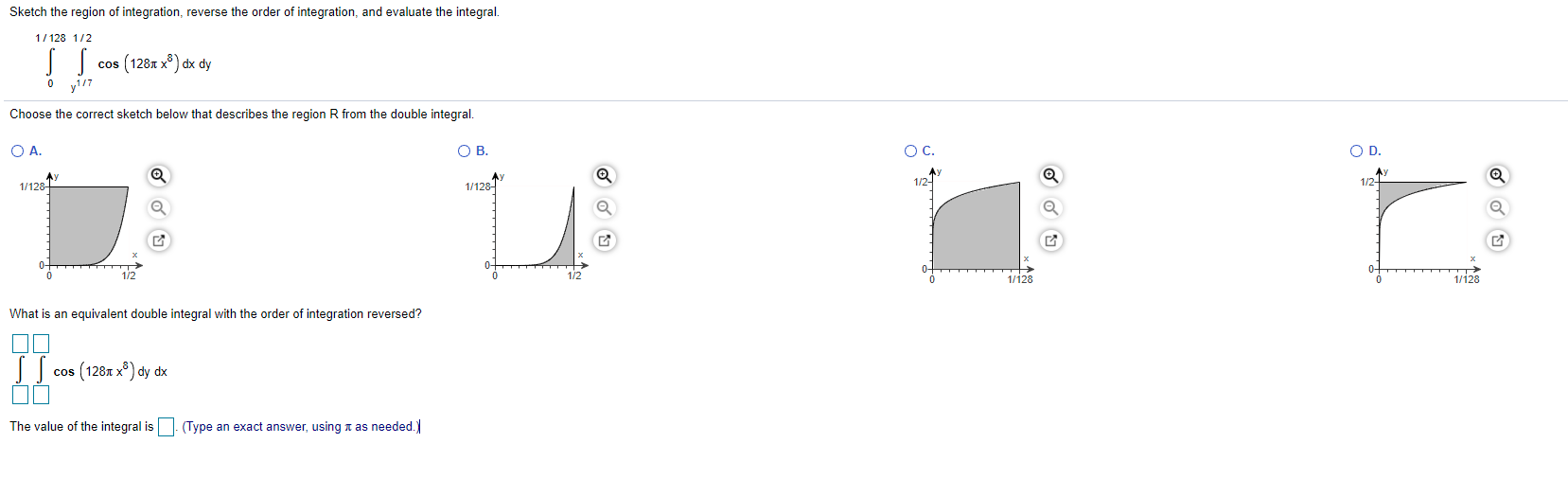 Solved Sketch the region of integration, reverse the order | Chegg.com