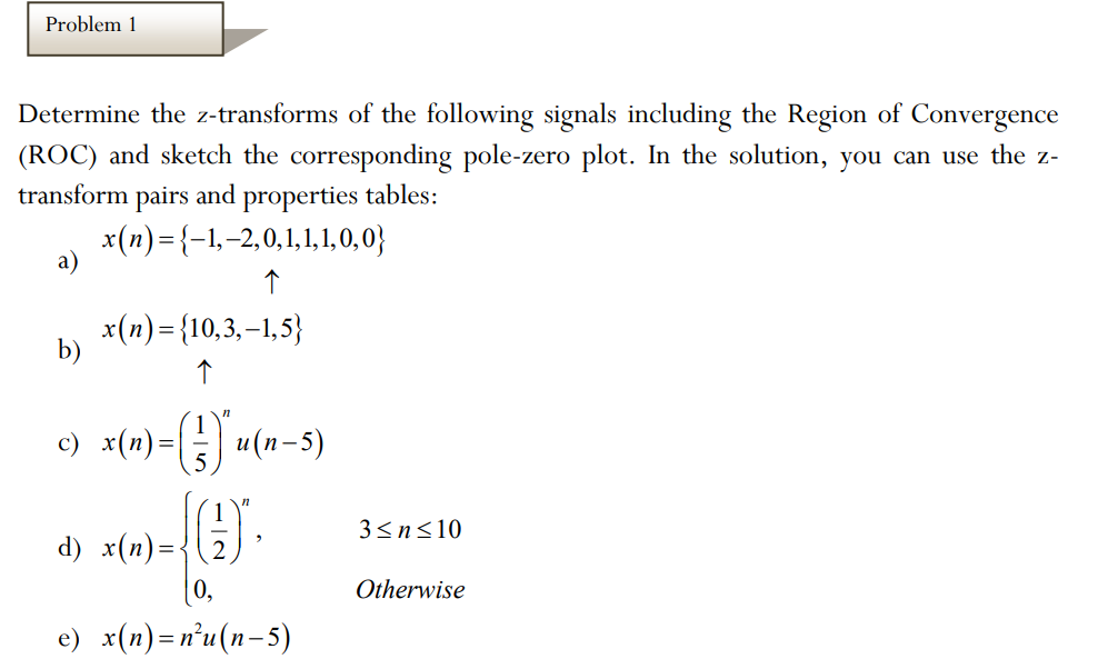 Solved Determine the z-transforms of the following signals | Chegg.com