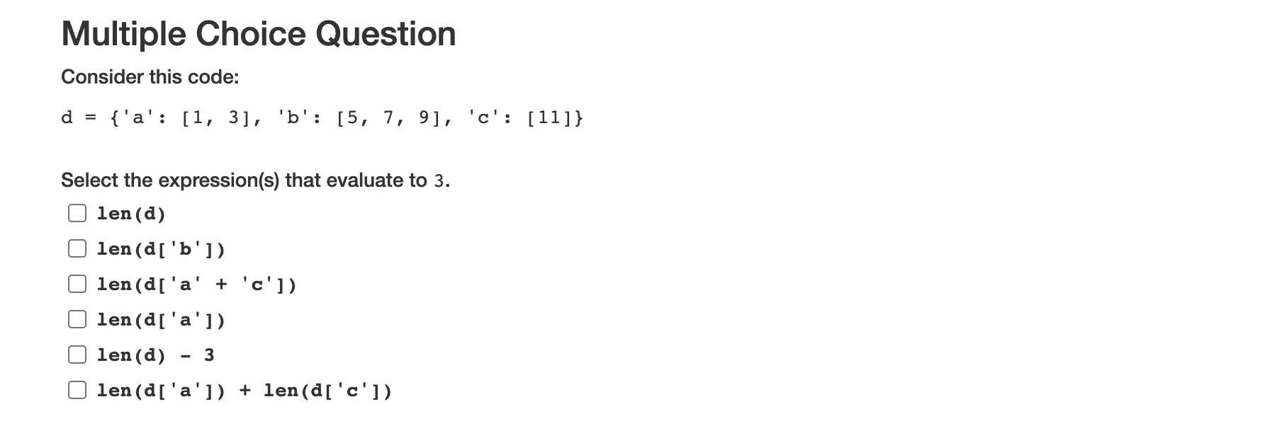 Solved Multiple Choice Question Consider this code: d = | Chegg.com