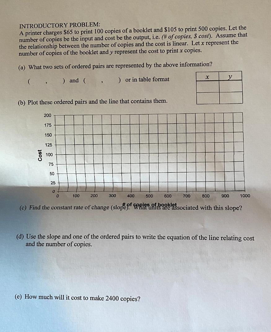 Solved Name: Applications of Linear Functions THE BORN LOSER | Chegg.com