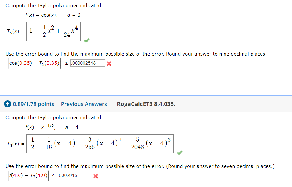 Solved Compute the Taylor polynomial indicated. f(x) = | Chegg.com