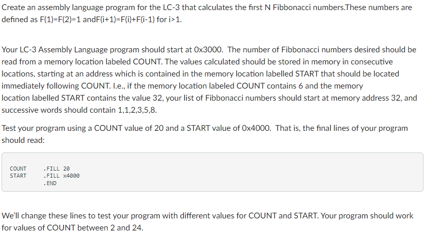 Solved Create an assembly language program for the LC-3 that | Chegg.com