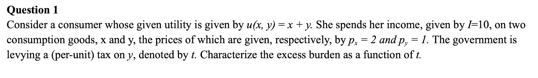 Solved Question 1 Consider a consumer whose given utility is | Chegg.com Solved Question 1 Consider a consumer whose given utility is | Chegg.com