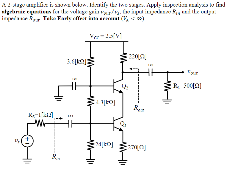 Solved A 2-stage amplifier is shown below. Identify the two | Chegg.com