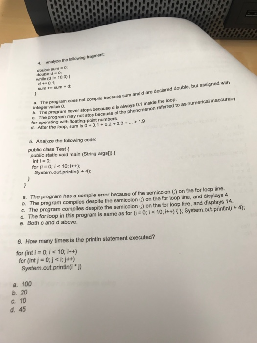 Solved 4. Analyze the following fragment double sum- double | Chegg.com