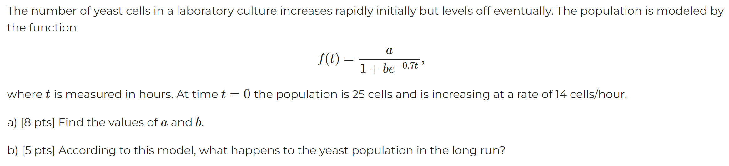 Solved The number of yeast cells in a laboratory culture | Chegg.com