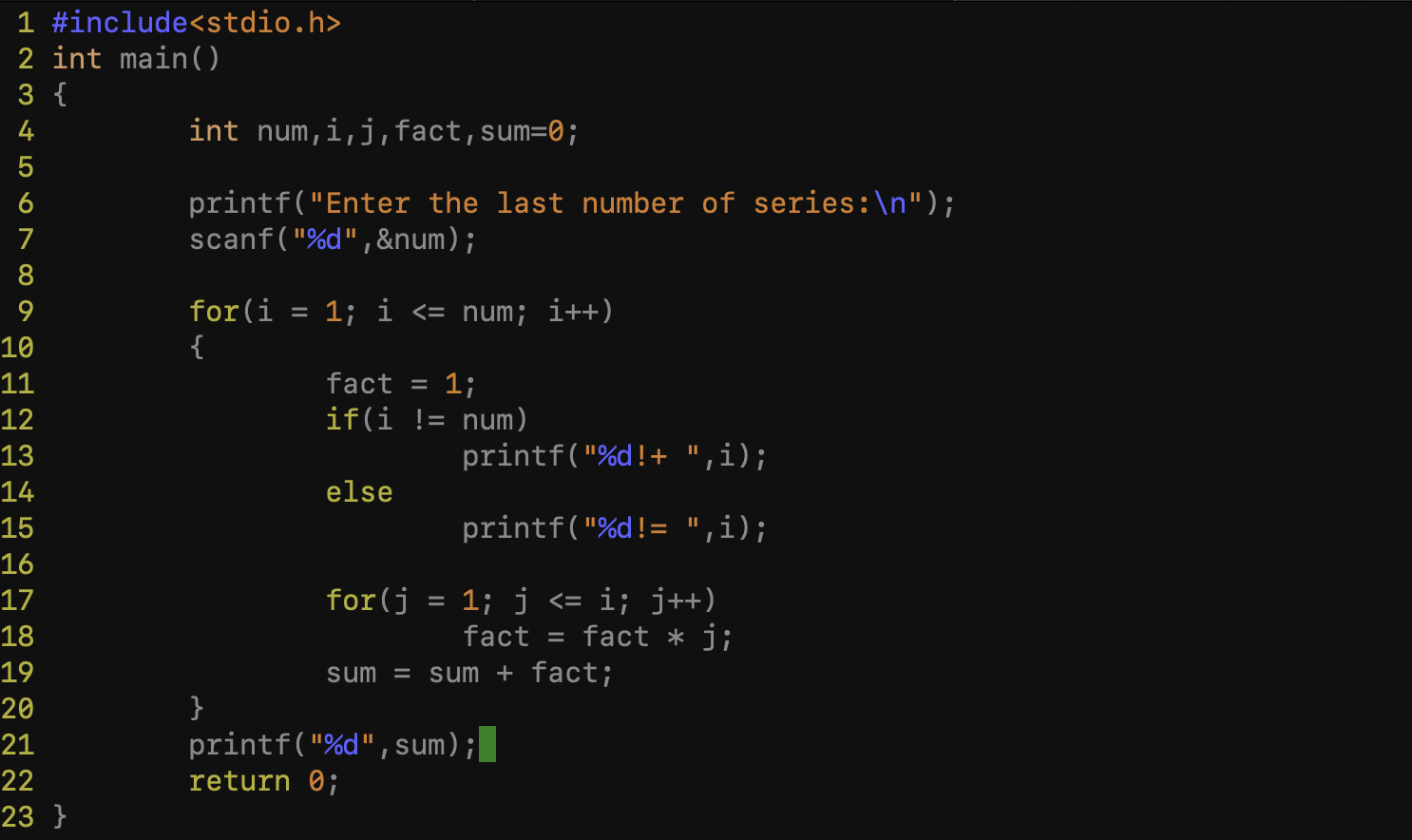Solved 1 #include 2 int main() 3 { 4 int num,i,j, fact, | Chegg.com