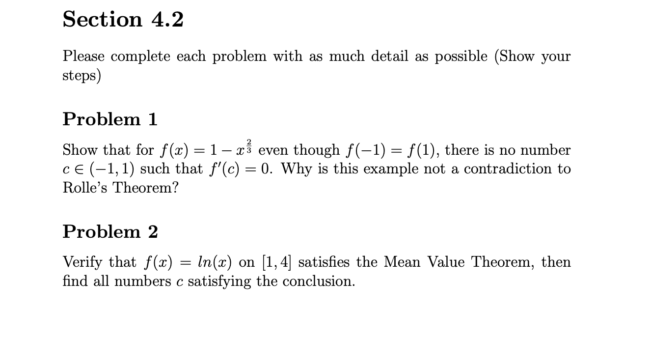 Solved Section 4.2 Please complete each problem with as much | Chegg.com