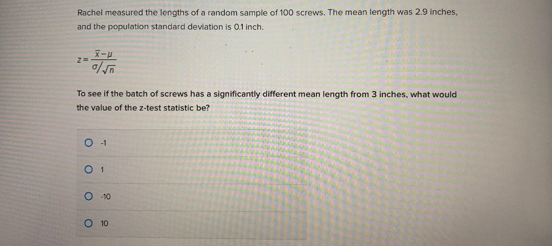 Solved Rachel measured the lengths of a random sample of 100 | Chegg.com