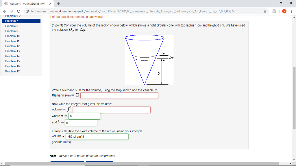 Solved ← → ⓘ Not secure webwork muhlenberg.edu/ebwork2/math | Chegg.com