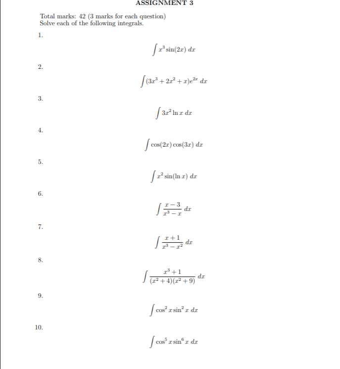 Solved ASSIGNMENT 3 Total marks: 42 (3 marks for each | Chegg.com
