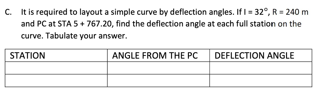 Solved It is required to layout a simple curve by deflection | Chegg.com