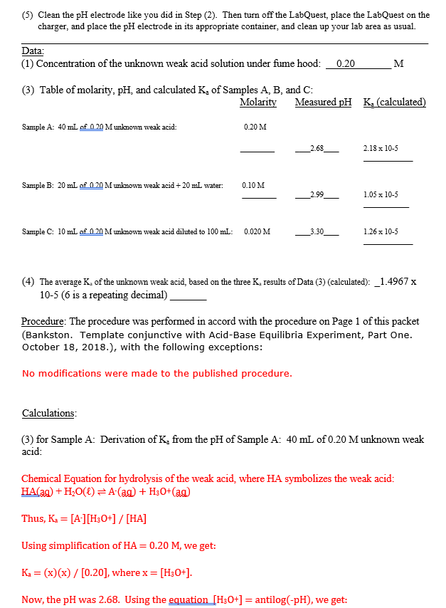 Solved (1) Obtain a LabQuest unit and pH probe, connect the | Chegg.com