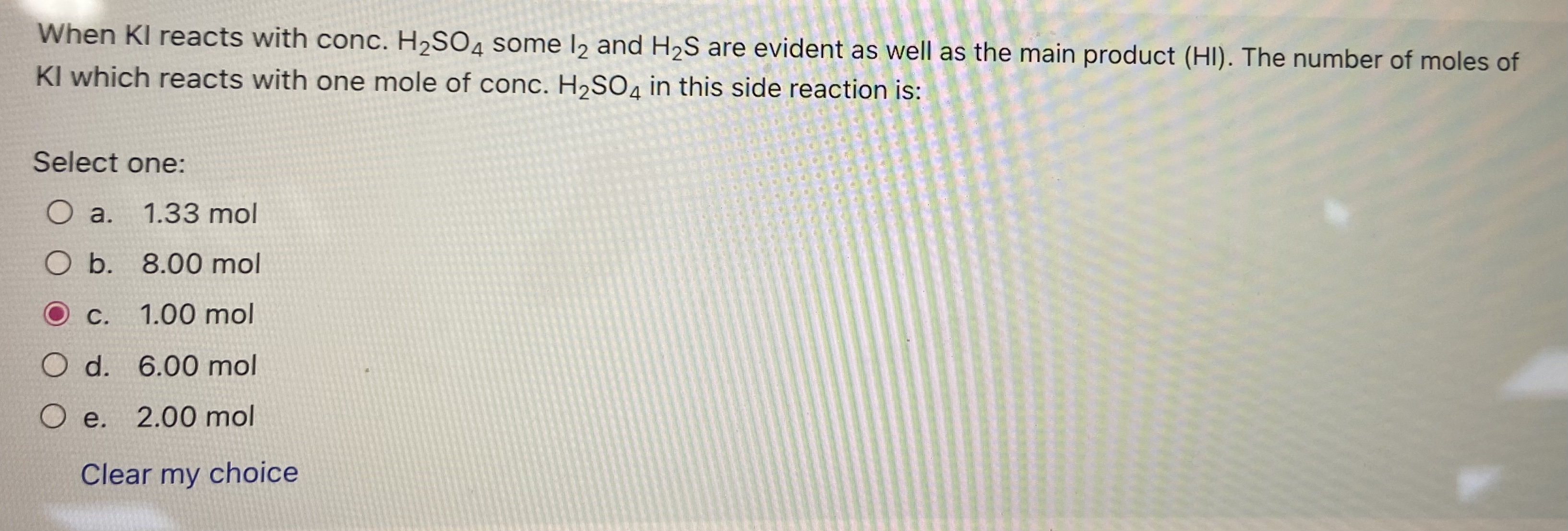 Solved When KI reacts with conc. H2SO4 some I2 and H2 S are | Chegg.com