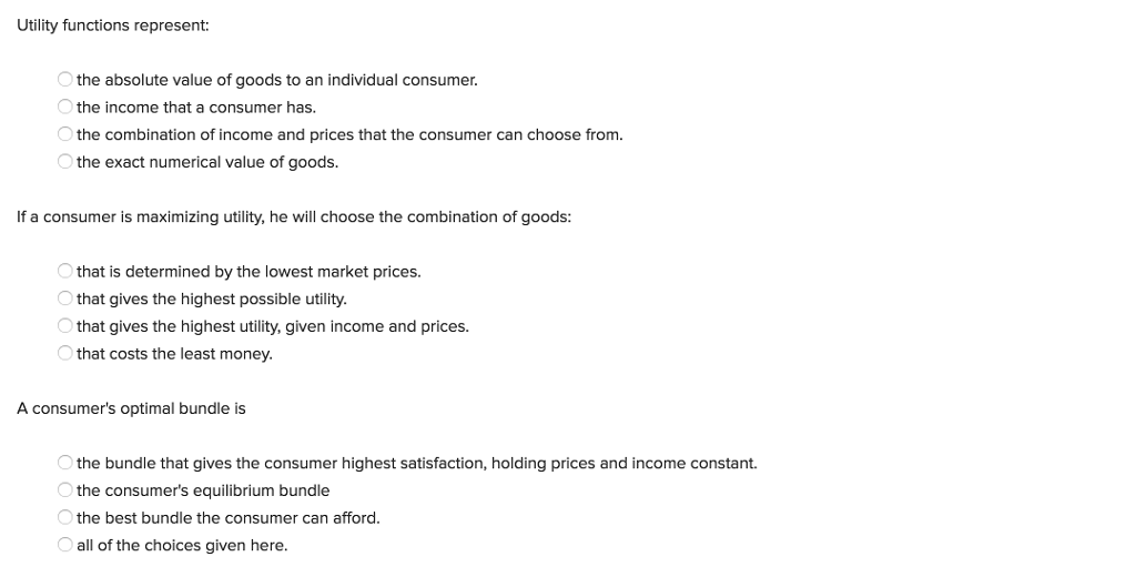 Solved Utility functions represent: the absolute value of | Chegg.com