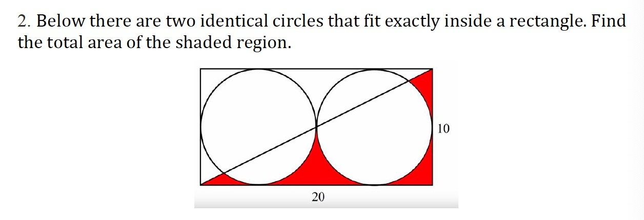 Solved 2. Below there are two identical circles that fit | Chegg.com