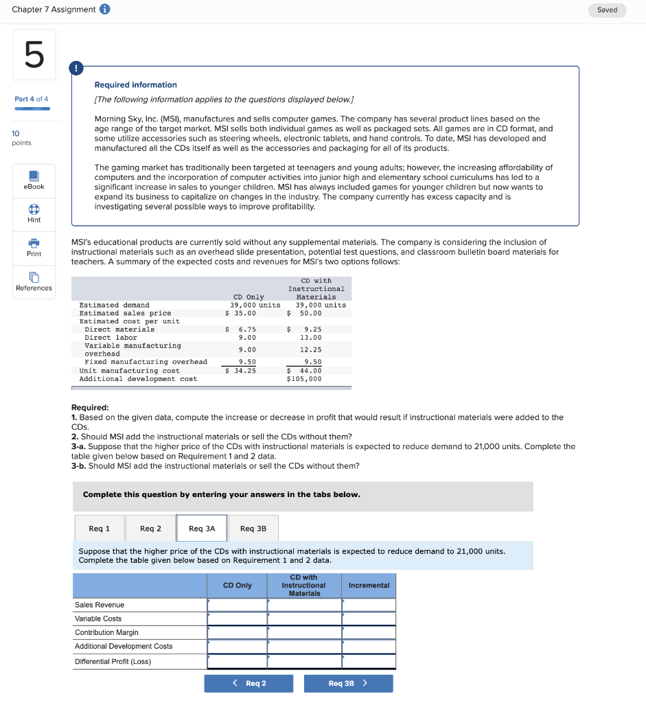 Solved Chapter 7 Assignment 0 Saved Required information The | Chegg.com