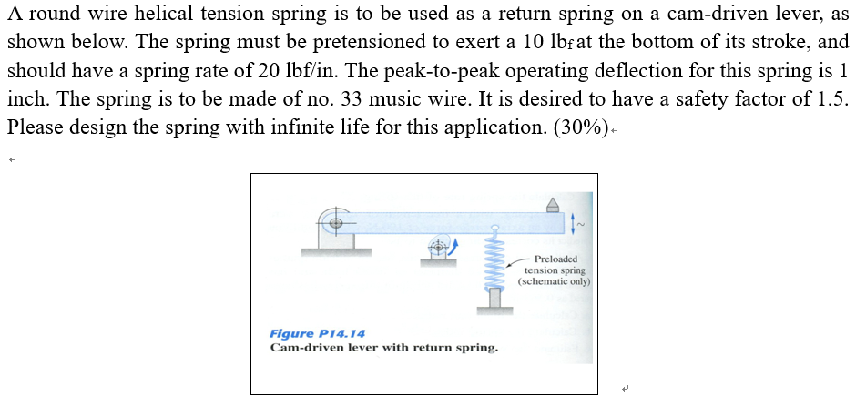 A round wire helical tension spring is to be used as | Chegg.com