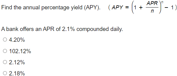 Solved Find the annual percentage yield (APY). | Chegg.com