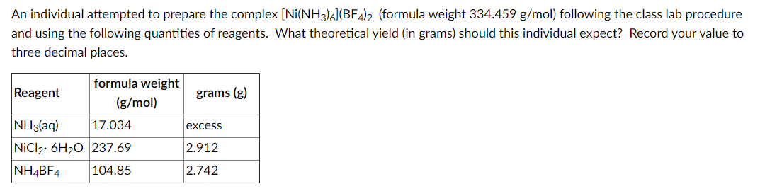 Solved The label of a standard solution of NiCl2- 6H20 | Chegg.com