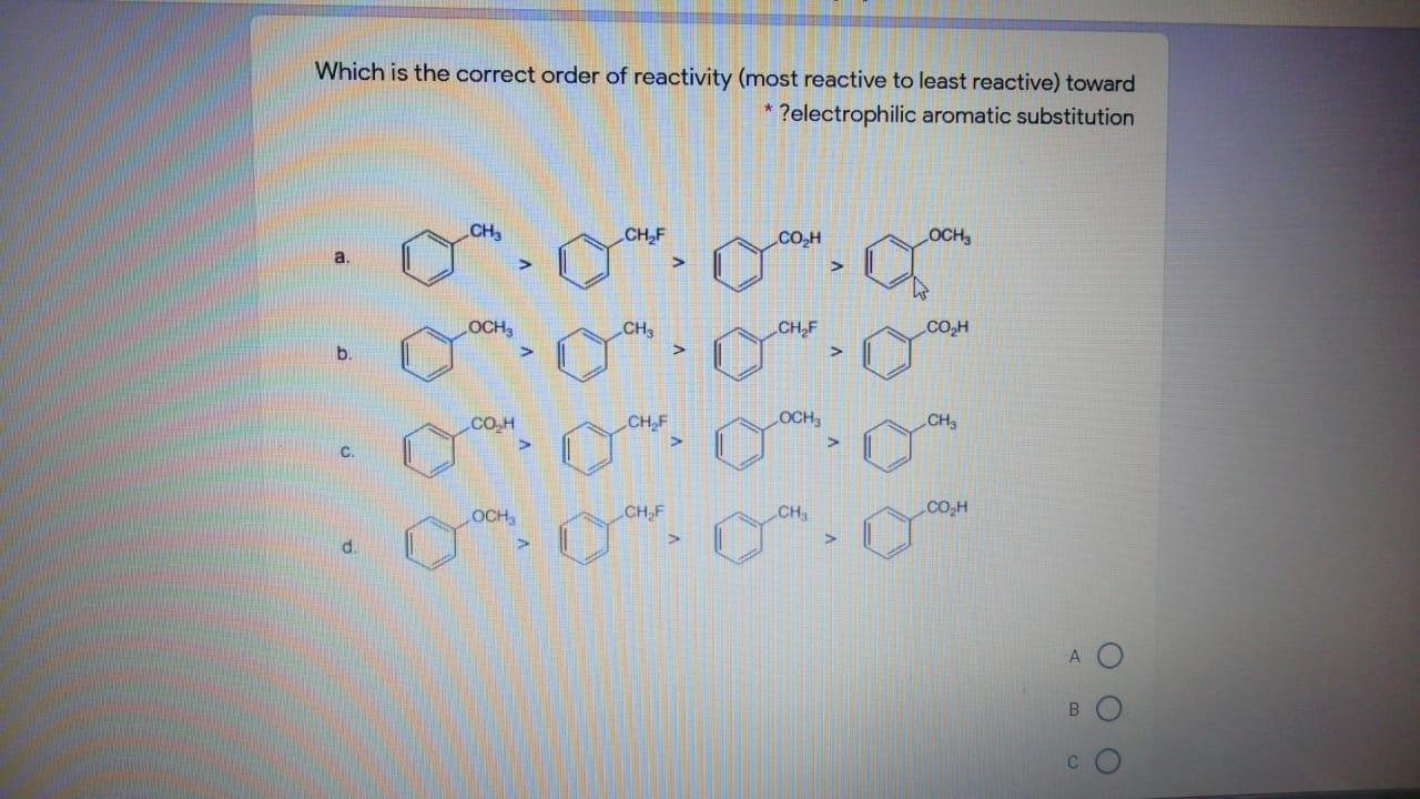 Solved Which is the correct order of reactivity (most | Chegg.com