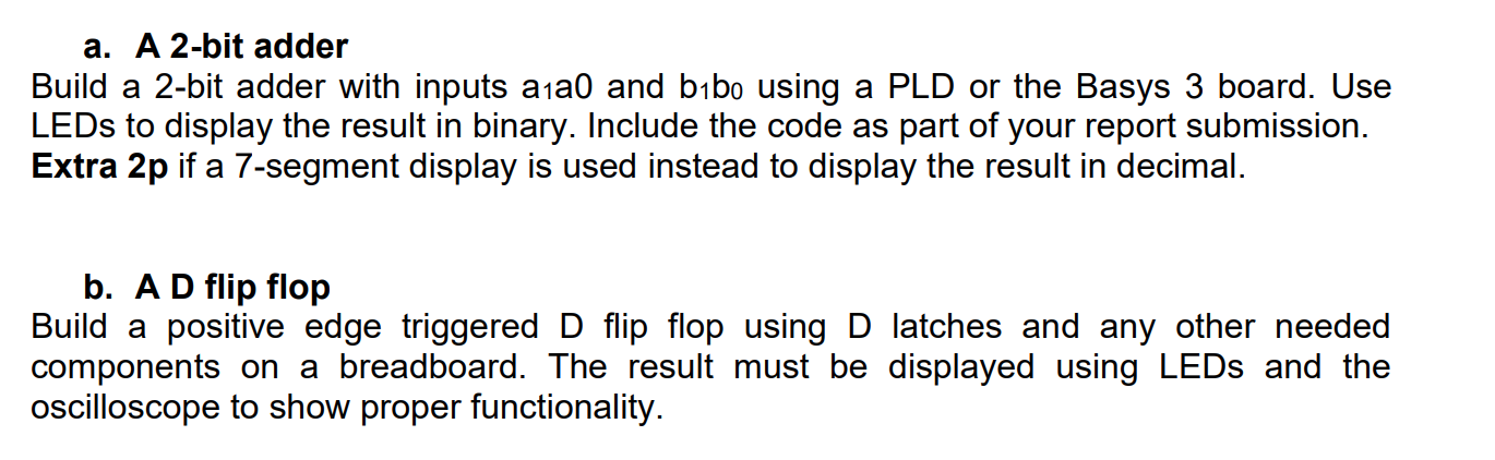 Solved a. A 2-bit adder Build a 2-bit adder with inputs aja0 | Chegg.com