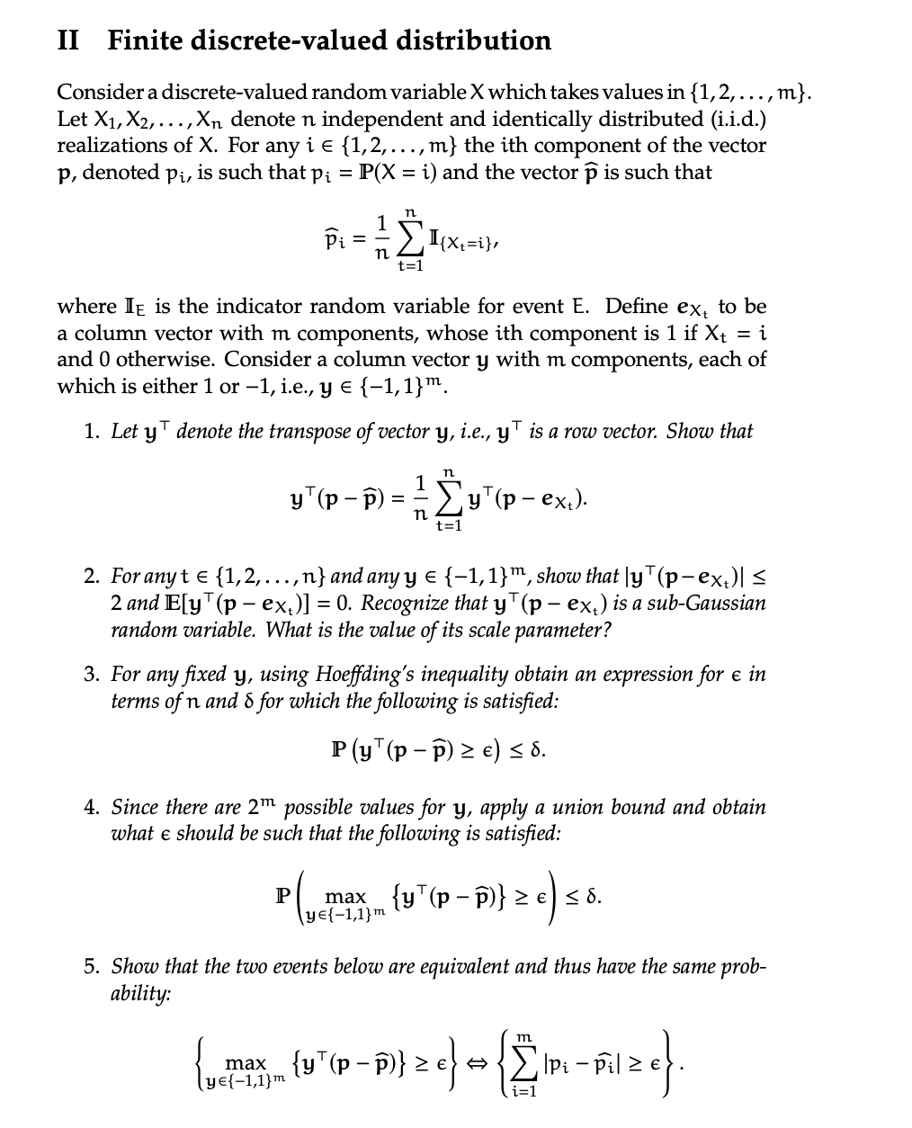 Ii Finite Discrete Valued Distribution Consider A 