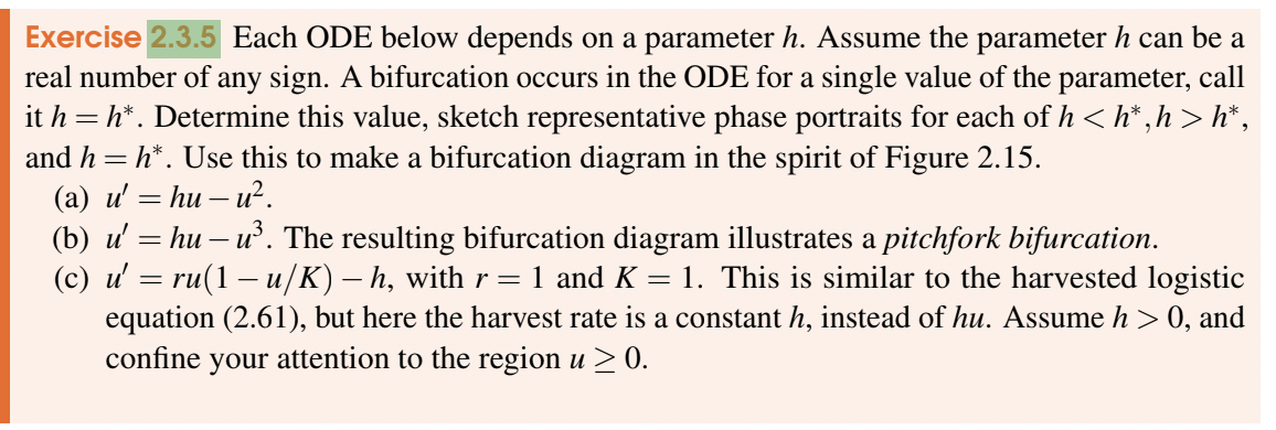Solved Exercise 2.3.5 Each ODE below depends on a parameter | Chegg.com