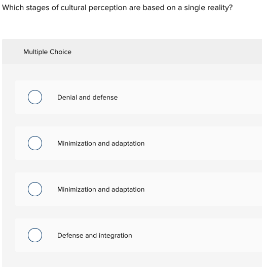 [Solved]: Which stages of cultural perception are based on