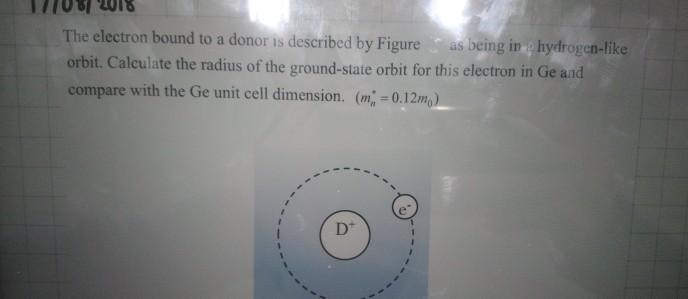Solved Electron Bound To A Donor Is Described By Figure As