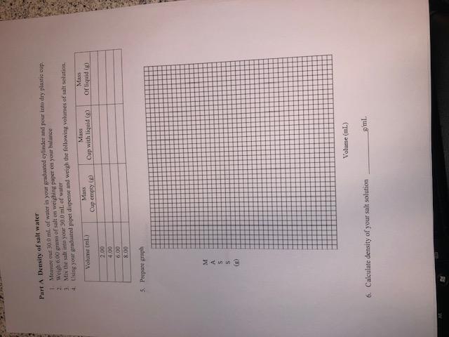 Solved Experiment 3 -Density of unknown Solids and Liquids | Chegg.com