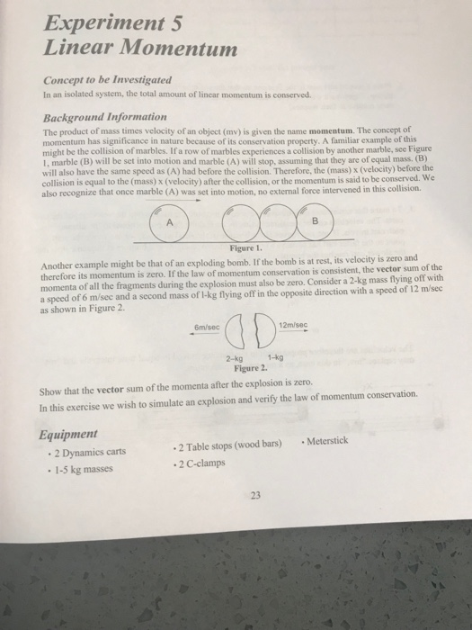 Solved Experiment 5 Linear Momentum Concept to be | Chegg.com