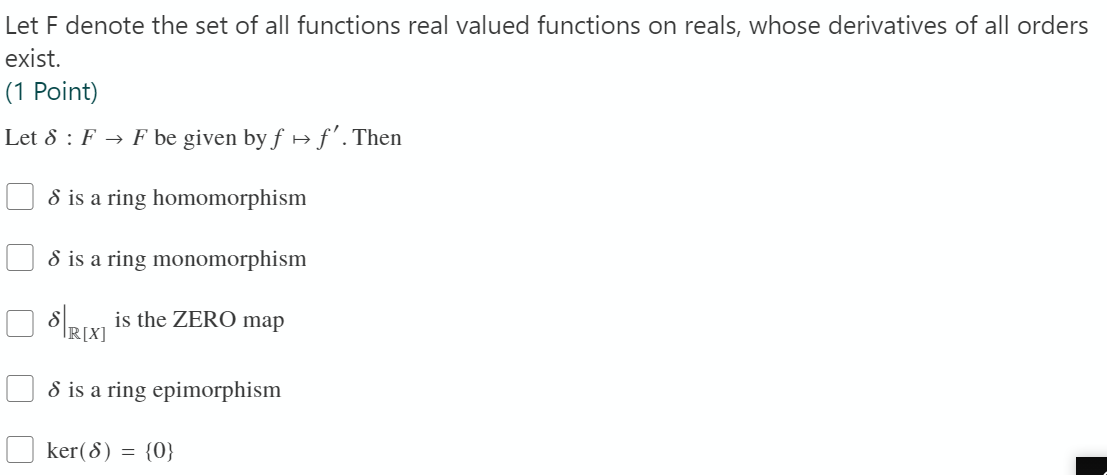 Let F denote the set of all functions real valued | Chegg.com