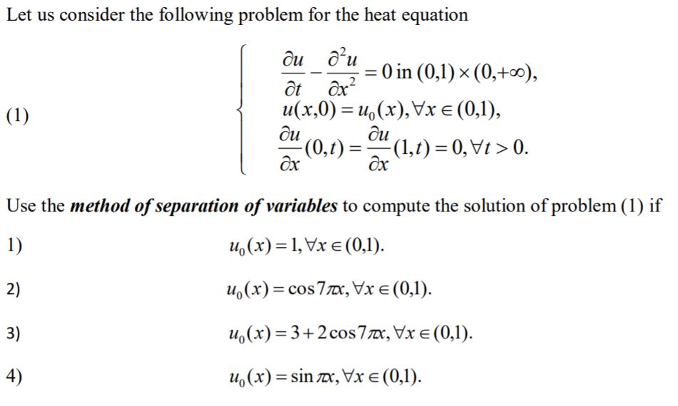 Solved Use the method of separation of variables to compute | Chegg.com