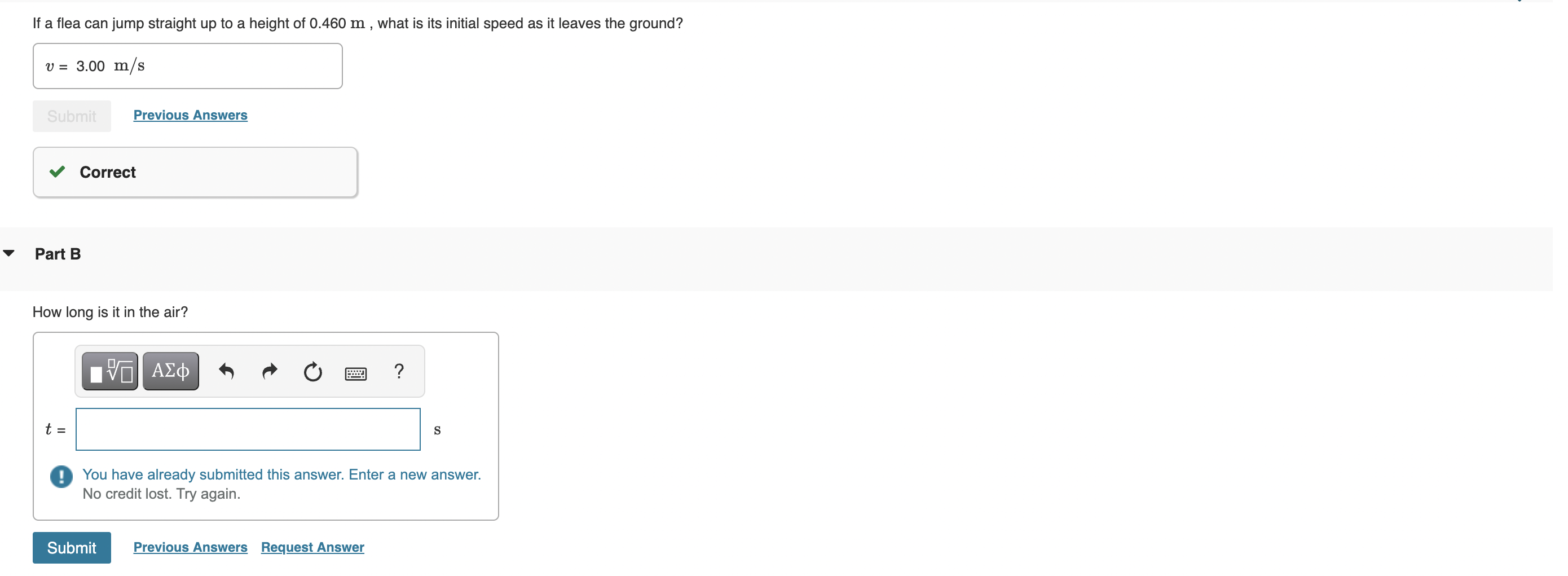 Solved If a flea can jump straight up to a height of 0.460 | Chegg.com