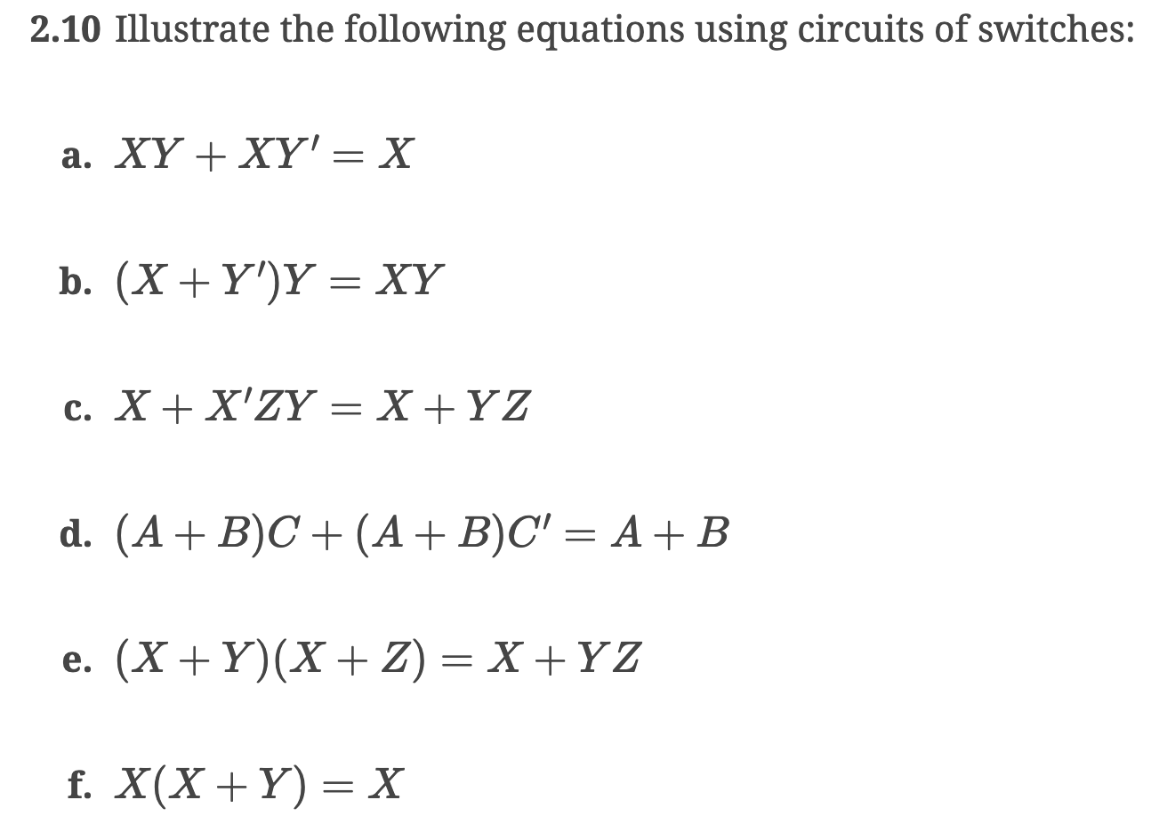Solved 2.10 ﻿Illustrate the following equations using | Chegg.com