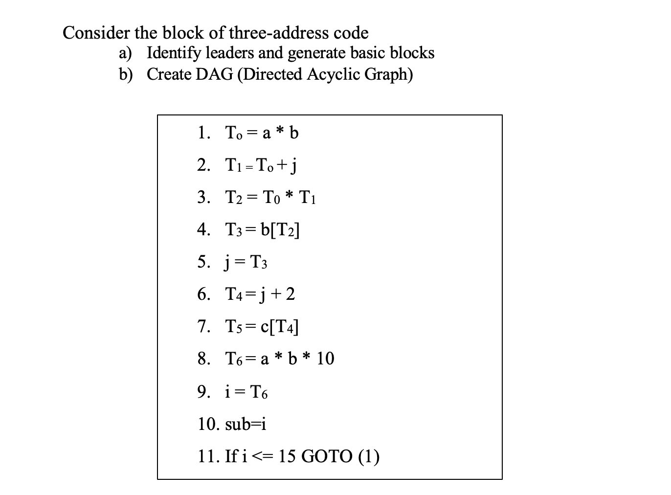 Solved Consider The Block Of Three address Code A Identify Chegg