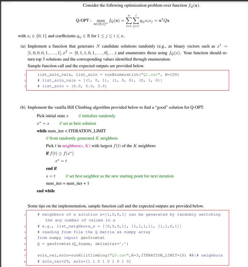 Solved To be implemented in Python. This is how Q1 looks in | Chegg.com