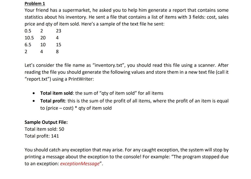 Solved Problem 1 Your friend has a supermarket, he asked you | Chegg.com