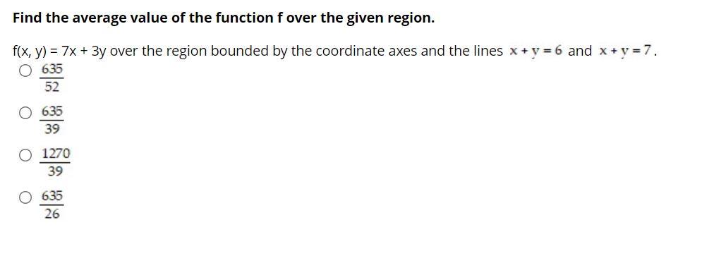 Solved Find the average value of the function f over the | Chegg.com