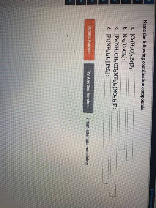 Solved Name the following coordination compounds a | Chegg.com