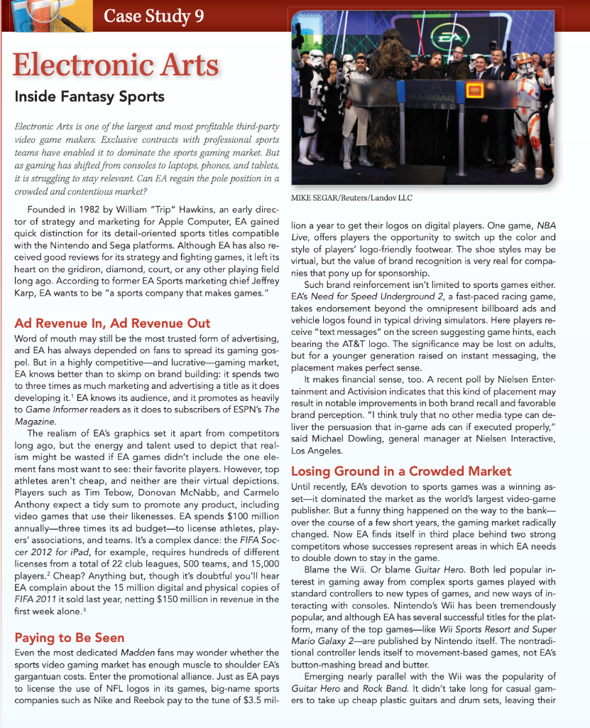 Solved Case Study 9 Electronic Arts Inside Fantasy Sports | Chegg.com