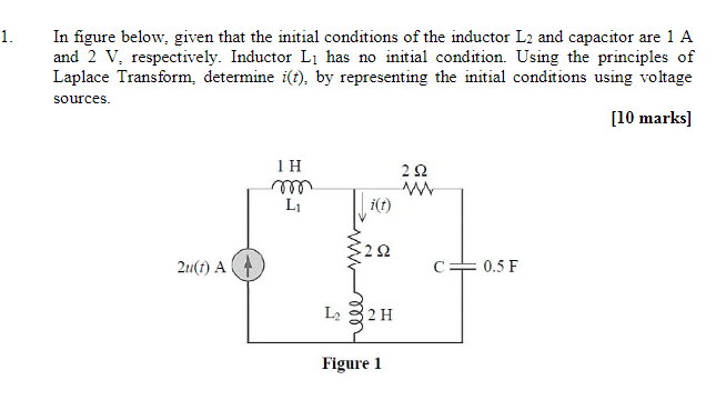 Solved 1. In figure below, given that the initial conditions | Chegg.com