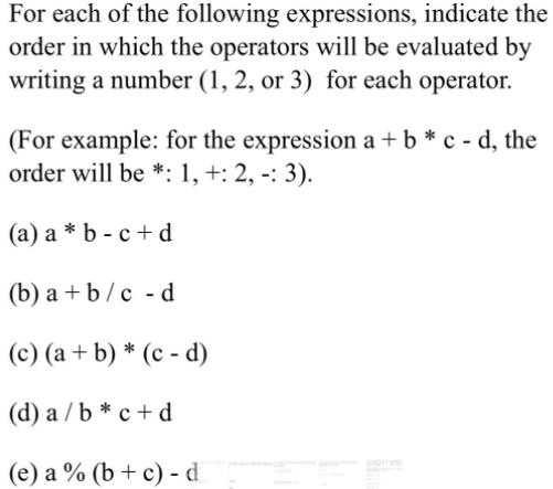 Solved For each of the following expressions, indicate the | Chegg.com