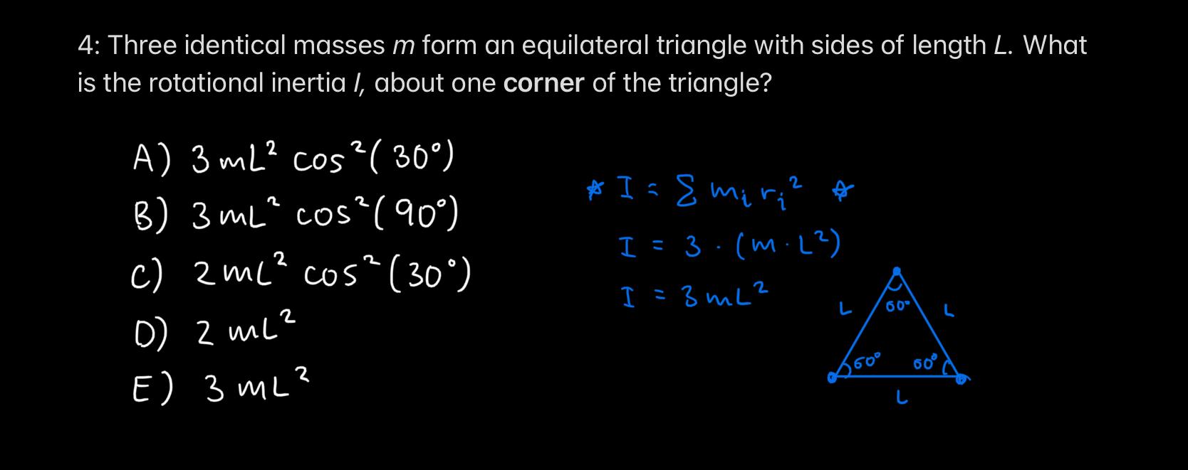 Solved 4: Three identical masses m form an equilateral | Chegg.com