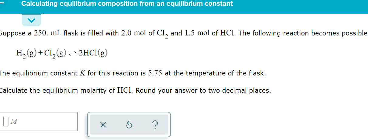 Solved Calculating equilibrium composition from an | Chegg.com